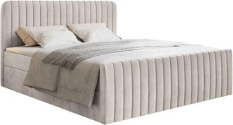 Selsey Saliano - Boxspringbett 180x200 mit Bettkasten, Topper und Samtbezug, Beige - Selsey