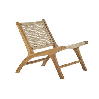 Miliboo Miliboo - Loungesessel aus massivem Teakholz und geflochtenem Seil sumba