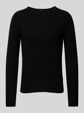 Review Strickpullover mit geripptem Rundhalsausschnitt