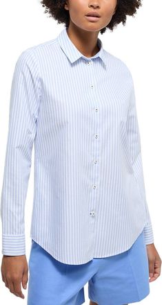 Eterna Female Oxford Shirt Bluse gestreift Regular FIT 42_D_1/1, 1/1, hellblau