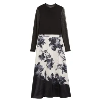 Ted Baker Wmd Selnaa Mesh Top Bedruckter Rock Midikleid