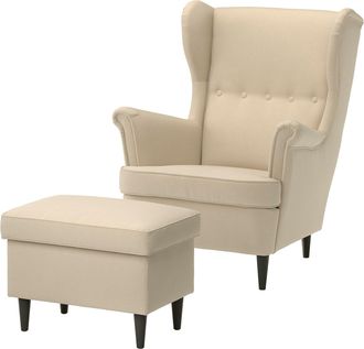IKEA STRANDMON Ohrensessel mit Hocker