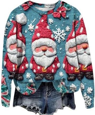 Generic 2025 Sweat de Noel Femme Pull Noel Rigolo Imprimé Hiver Pull Noël Femme Drole Pullover De Noël Femmes Moche Ugly Pulls Noels Rigolo Sweat Polaire Femm