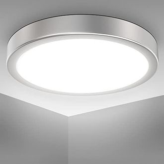 B.K.Licht I Plafonnier LED 18 W 4.000K 28 cm de diamètre 2.000 lumen lumière blanche neutre Argenté