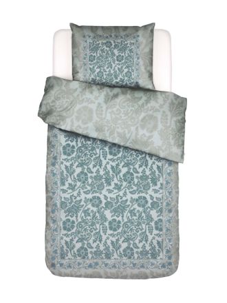 Essenza Bettw&auml;sche Maere Hazy Blue, 135x200 + 1x 80x80 cm - 100% Bio-Baumwollsatin (GOTS) 300TC - Blumen