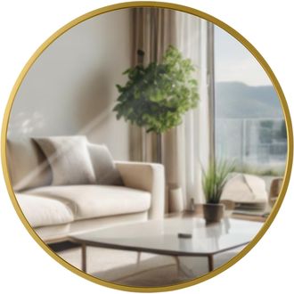 Clp Wandspiegel Elsie I Runder Spiegel in unterschiedlichen Größen I Rahmentiefe 3 cm, ideal für Wohnzimmer, Schlafzimmer oder Bad, Farbe:Gold Glanz, Größ