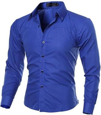 Generic Chemise habillée boutonnée décontractée pour homme 2024 Chemise habillée formelle extensible infroissable à manches longues coupe ajustée pour mariage