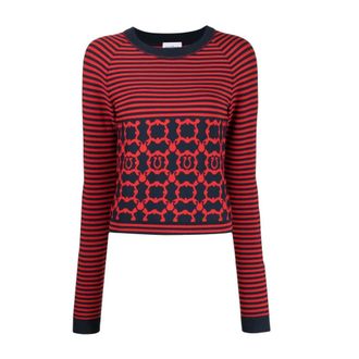 Ferragamo Femme, Pulls, Rouge, Taille: 40 FR Long Sleeves Round-Neck