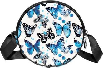 Generic Sac &agrave; bandouli&egrave;re Circle pour femme, petit sac &agrave; bandouli&egrave;re bleu avec fermeture &eacute;clair, bretelles r&eacute;glables, sac &agrave; main rond d&eacute;contract&eacute; pour femmes 