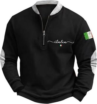 Generic Pull avec Demi-Fermeture Éclair pour lAutomne et lhiver Maglione Con Mezza Zip da Uomo Sweat-Shirt Imprimé Italie Fashion Homme Pull Top T-Shirts à Ma