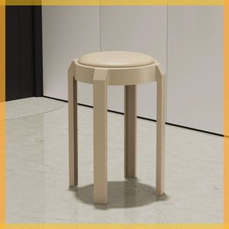 Generic Stapelbare runde Kunststoffhocker - 45 cm hohe, r&uuml;ckenlehnenlose Barhocker mit gepolsterten Sitzen, tragbare, stapelbare St&uuml;hle f&uuml;r Zuhause, Schule, K