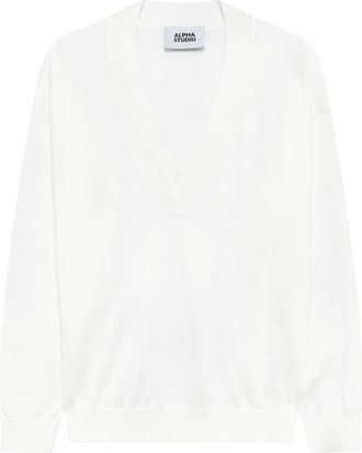 Alpha Studio Femme, Sweatshirts et sweats &agrave; capuche, Beige, Taille: 40 FR SweaT-shirt Col V