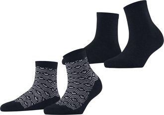 Esprit Damen Heart Pattern Multipack W SSO Baumwolle Gemustert Socken, Blau Marine 0040, 39-42 (2er Pack)
