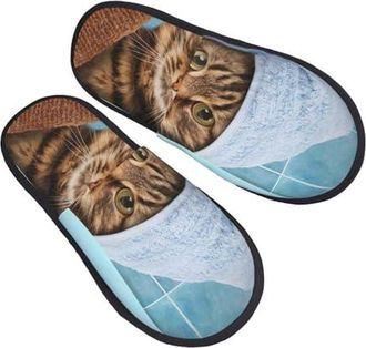 Generic Pantoufles En Peluche Chat Battant Avec Bonnet De Douche Chausson L&eacute;g&egrave;res Respirantes Chaussons Pour Femme Int&eacute;rieur Unisex L