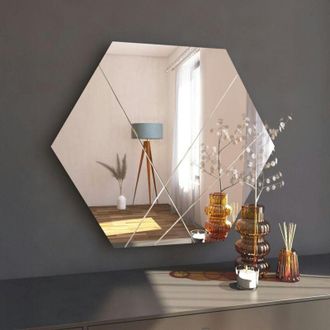 Pier Import Miroir mural design hexagonal - lignes d&eacute;coratives 70 cm CODY