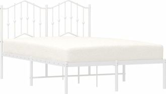 vidaXL Vidaxl - Cadre de lit m&eacute;tal sans matelas et t&ecirc;te de lit blanc 120x190 cm