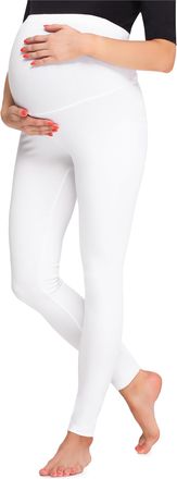Be Mammy Damen Lange Umstandsleggings BE20-257(Weiß, XL)