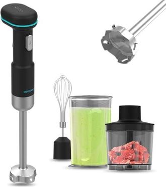 Cecotec Tragbarer Handmixer BlendGo Hand Scratchless. DC 180W Motor, 6.500-13.000RPM, 2h Ladezeit, Leuchtanzeigen, Vielseitiges Zubeh&ouml;r, H&auml;lt Temperaturen von