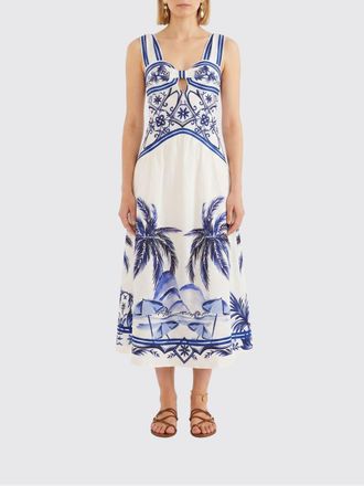 Farm Rio Wonderful City Midikleid aus Leinen mit Blumenmuster und quadratischem Ausschnitt