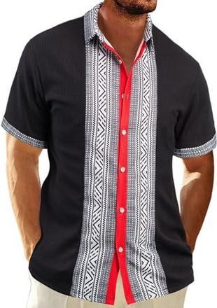 Generic Chemise Hawaienne Homme Chemises &agrave; Manches Courtes Bouton d&eacute;contract&eacute;es Fleurs Imprim&eacute;e d&eacute;t&eacute; en Lin de Plage Chemise Hommes
