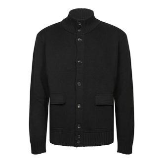 Zanone Cardigan mit hohem Kragen - - Knitwear - Herren - Schwarzk - 2XL