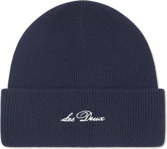 Les Deux Strickmütze aus Wolle mit Label-Schriftzug in