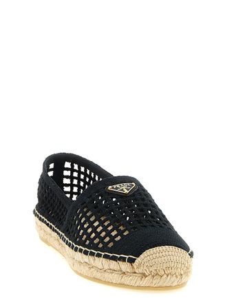 Prada Crochet Cotton Espadrille - Black