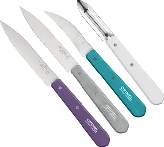 Opinel Opinel Küchenmesser-Set, Essentials, 4-teilig Messer, Edelstahl, Violett/Silber/Türkis/Weiß, 19.5 x 2 x 1 cm, 4-Einheiten, 254376