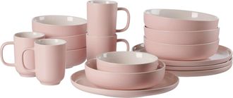 Ritzenhoff & Breker Kombiservice Jasper, 16-teilig, Rosa, Steinzeug, Teller Schalen und Becher für 4 Personen