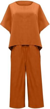 Generic Ensemble de v&ecirc;tements de d&eacute;tente pour femme en mousseline color&eacute;e d&eacute;t&eacute; d&eacute;contract&eacute; col rond imprim&eacute; deux costumes pour femmes 2 tenues d&eacute;t&eacute; tenue de v