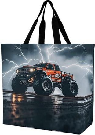 Generic Monster Truck Black Sky Light Sac Cabas Pliable Sacs De Courses L&eacute;ger Sac &Agrave; Bandouli&egrave;re Pour Gym Quotidienne Voyage