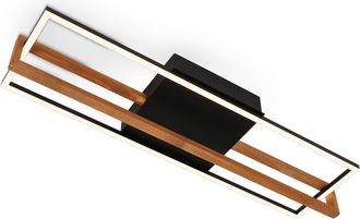 Briloner LED Deckenlampe Frame, LED Deckenleuchte mit warmwei&szlig;er Lichtfarbe, 21W Lampe mit Holzrahmen, Wohnzimmerlampe, Schlafzimmerlampe, 740x210x110 mm (LxBx