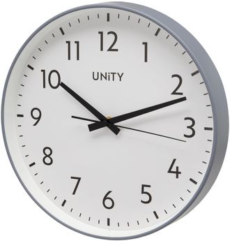 Unity Wanduhr, Fradley, ger&auml;uschlos, modern, grau, 30 cm