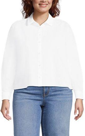 Lands End Kurze, b&uuml;gelfreie Hemdbluse, Damen, Gr&ouml;&szlig;e:48-50 plus, Wei&szlig;, Baumwolle, by Lands End