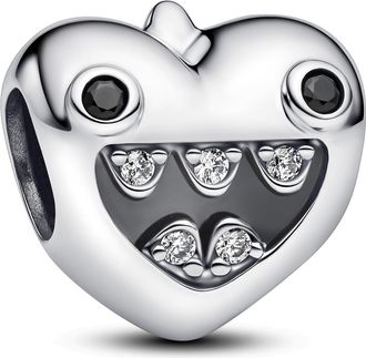 Pandora Moments Mamas Kleine Monster Herz-Charm aus Sterling Silber mit Zirkonia, Kompatibel Moments Armbändern, 793768C01