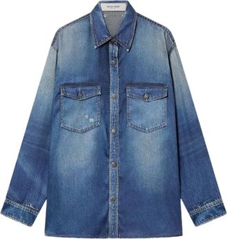 Golden Goose Femme, Blouses et Chemises, Bleu, Taille: 40 FR Patty Oversized Shirt