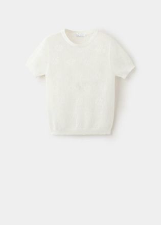 Mango Pull crochet semi-transparent fleurs blanc - Femme - XXS - MANGO