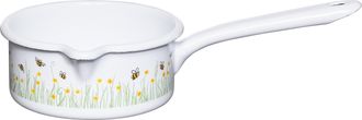 Riess 0036-137, Stielkasserolle mit gro&szlig;em Ausgu&szlig;, 14cm, 0,75L, LBH 30.6 x 17 x 6.7 cm, Gewicht 0,41kg, COUNTRY- BIENE, Emaille (0036-137)