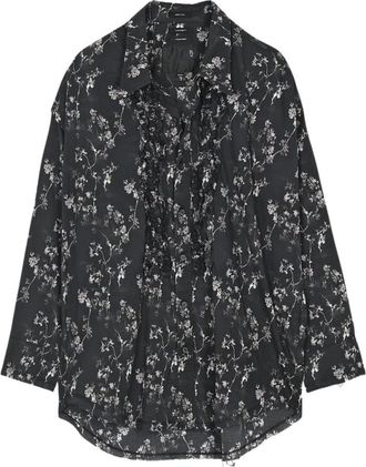 R13 Femme, Blouses et Chemises, Noir, Taille: 38 FR Shredded Seam Ruffle Shirt