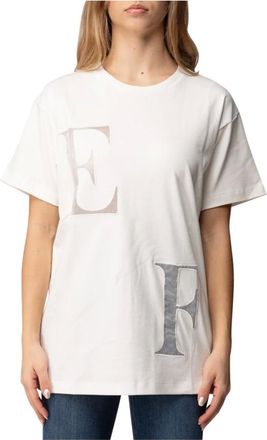 Elisabetta Franchi Femme, Tops, Blanc, Taille: 38 FR T-shirt Avorio