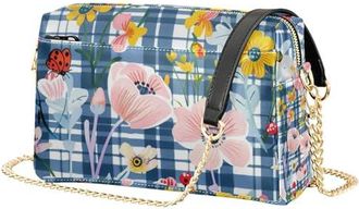 Mnsruu Sacs à bandoulière pour femme, sac à main en cuir à carreaux floraux