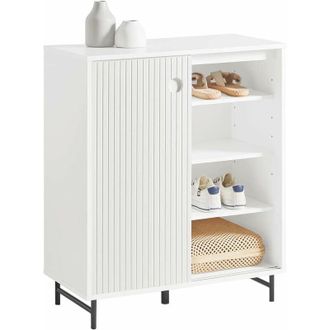 SoBuy SoBuy FSB62-W Schuhschrank Küchenschrank Sideboard mit Schiebetüren Kommode Schrank Beistellschrank Aufbewahrungsschrank Weiß BHT ca.: 70x87x37cm