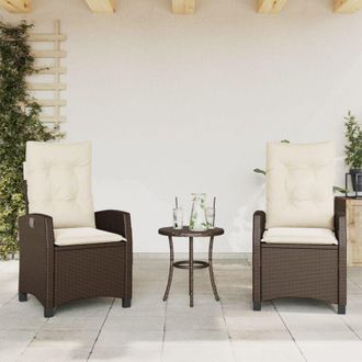 vidaXL Vidaxl - Gartensessel mit Kissen 2 Stk. Verstellbar Braun Poly Rattan