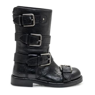 Dolce & Gabbana Femme, Chaussures, Noir, Taille: 37 1/2 EU Bottes de motard en cuir