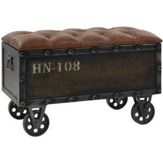 vidaXL Aufbewahrungsbank Massivholz Kunstleder 80,5x41x50 cm Vidaxl