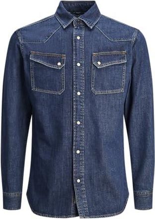 Jack & Jones Jjireno Jjshirt MF 141 Chemise en Jean, Bleu Denim, XS Homme