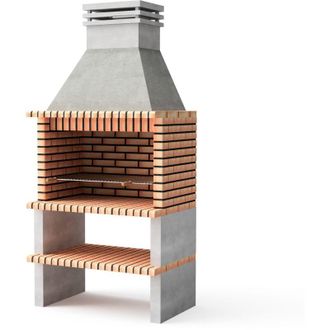 Movelar Movelar - Barbecue pr&eacute;fabriqu&eacute; &agrave; bois et charbon en b&eacute;ton r&eacute;fractaire mod&egrave;le Paellero Calpe 105 (Gris, Orange - 120 x 70 x 250 cm) ref: 3920