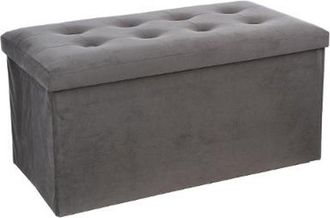 PEGANE Pegane - Coffre/pouf pliable en mdf et polyuréthane couleur grise - Dim : L76 x l38 x H38 cm