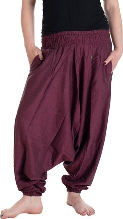 vishes Alternative Bekleidung - Lange Unisex Baumwoll Haremshose Schlupfhose Einfarbig Einheitsgr&ouml;&szlig;e 34-46 Dunkelrot