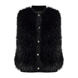 Moncler Gilet en laine et duvet - Femme - Vestes - Noir - Taille: 38 FR